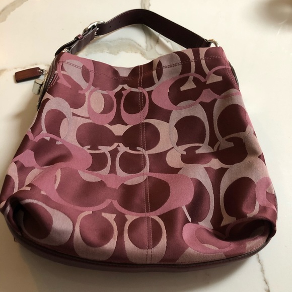 Coach | Bags | Coach Maroon Signature Hobo Style Handbag | Poshmark